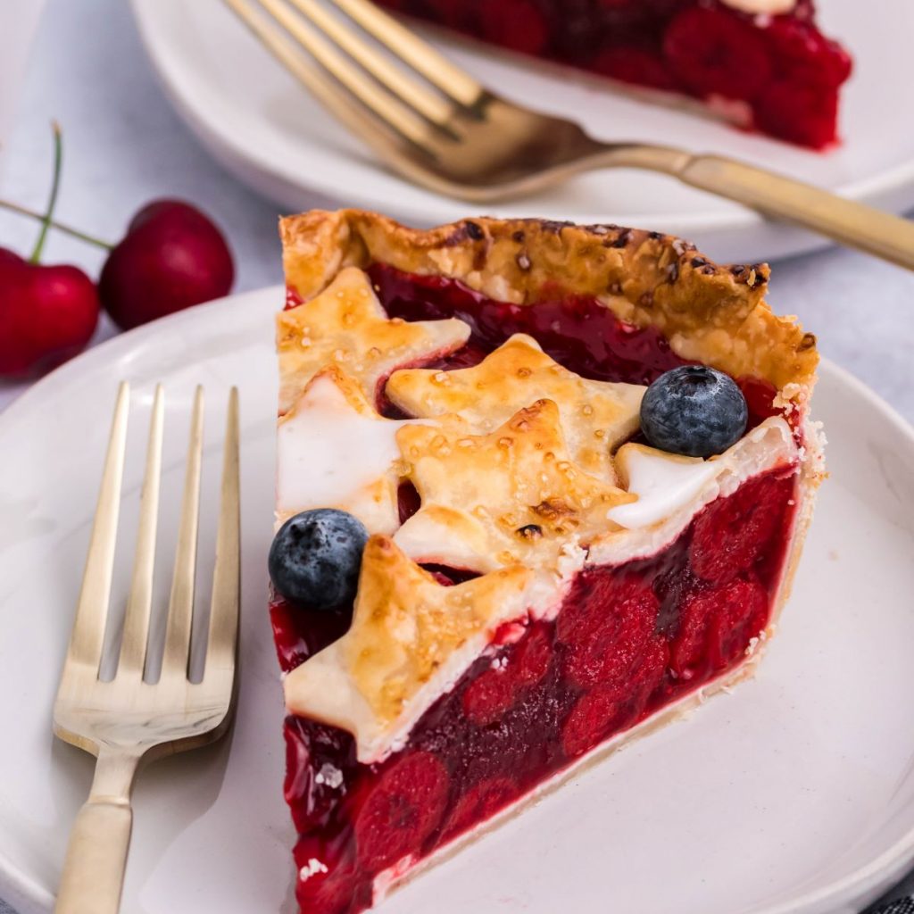Red, White, and Blue Cherry Pie - Baking Up Memories
