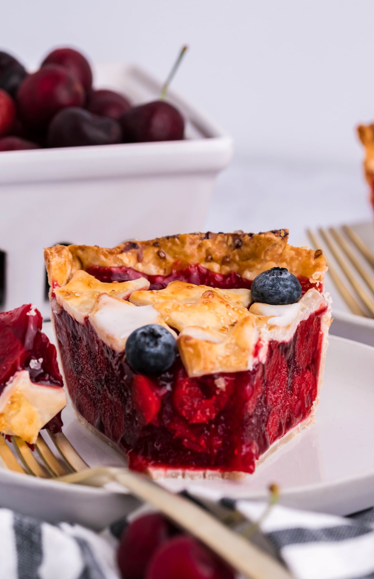 Red, White, and Blue Cherry Pie - Baking Up Memories